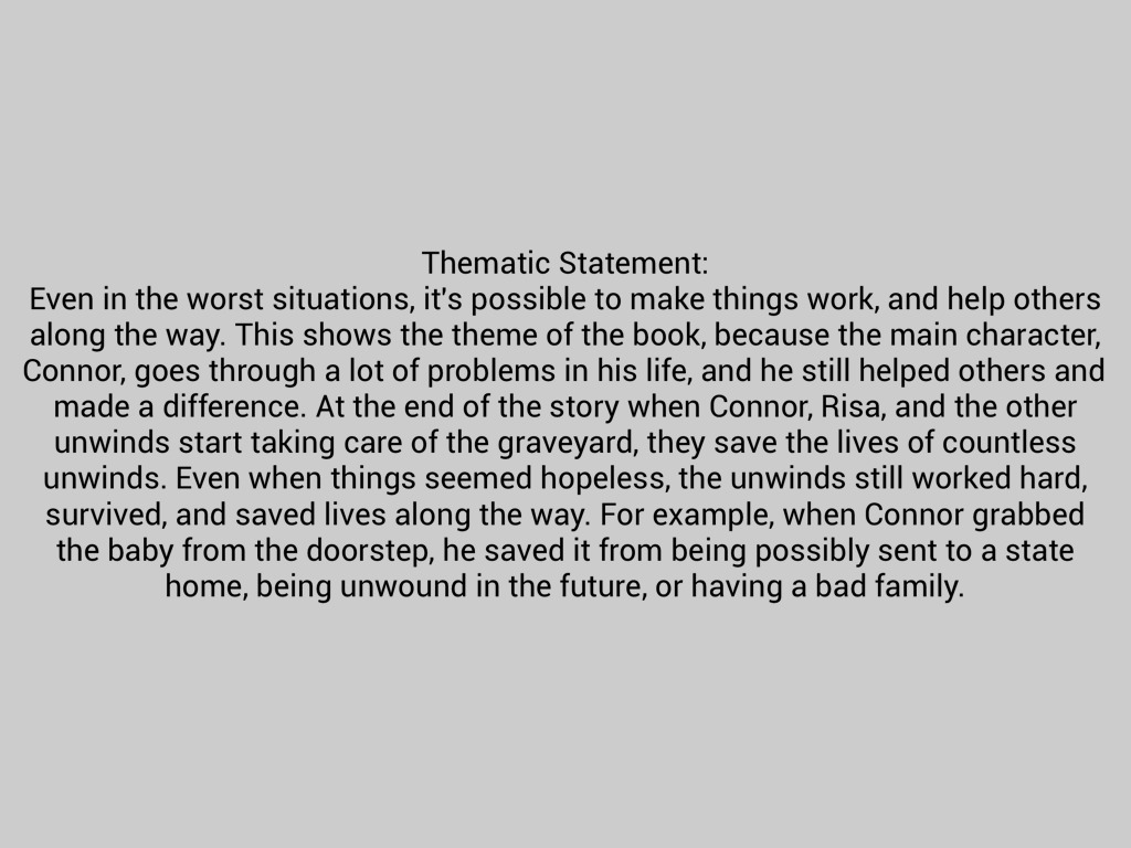 Thematic Statement By Whitec10