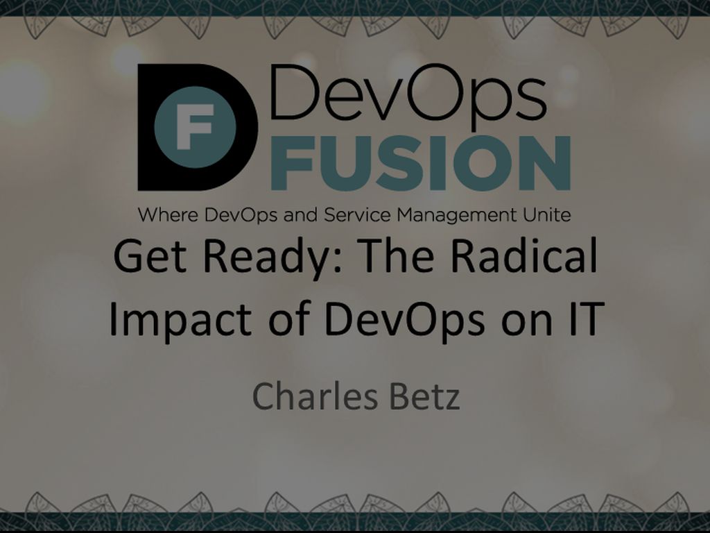 DevOps = Disruption by Charles Betz