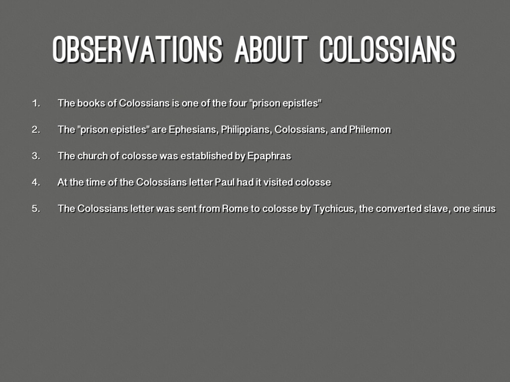 Colossians by Sam Peppers