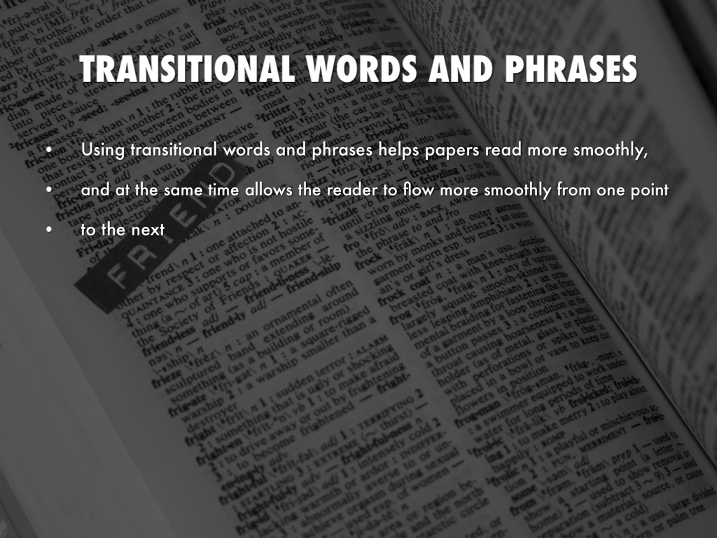 Transistional Words And Phrases by Landon Hale