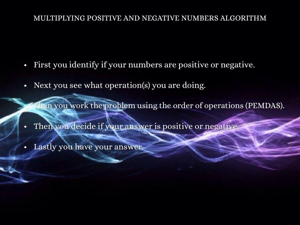Subtracting And Multiplying Positive And Negative