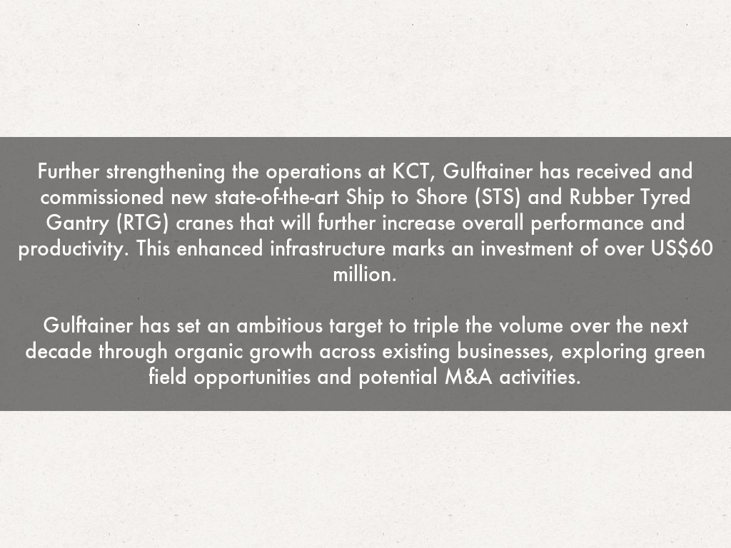 Gulftainer Company Limited Records 8% Growth In