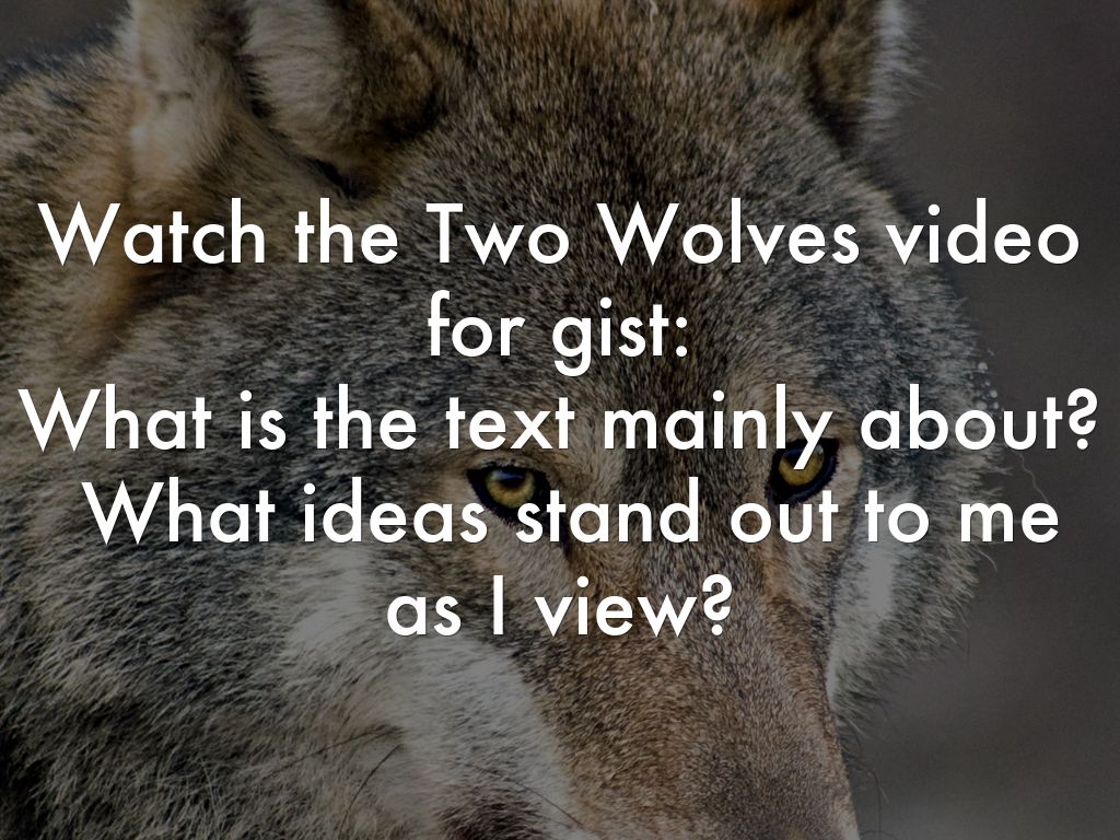 Watch the Two Wolves video for gist: What is the text