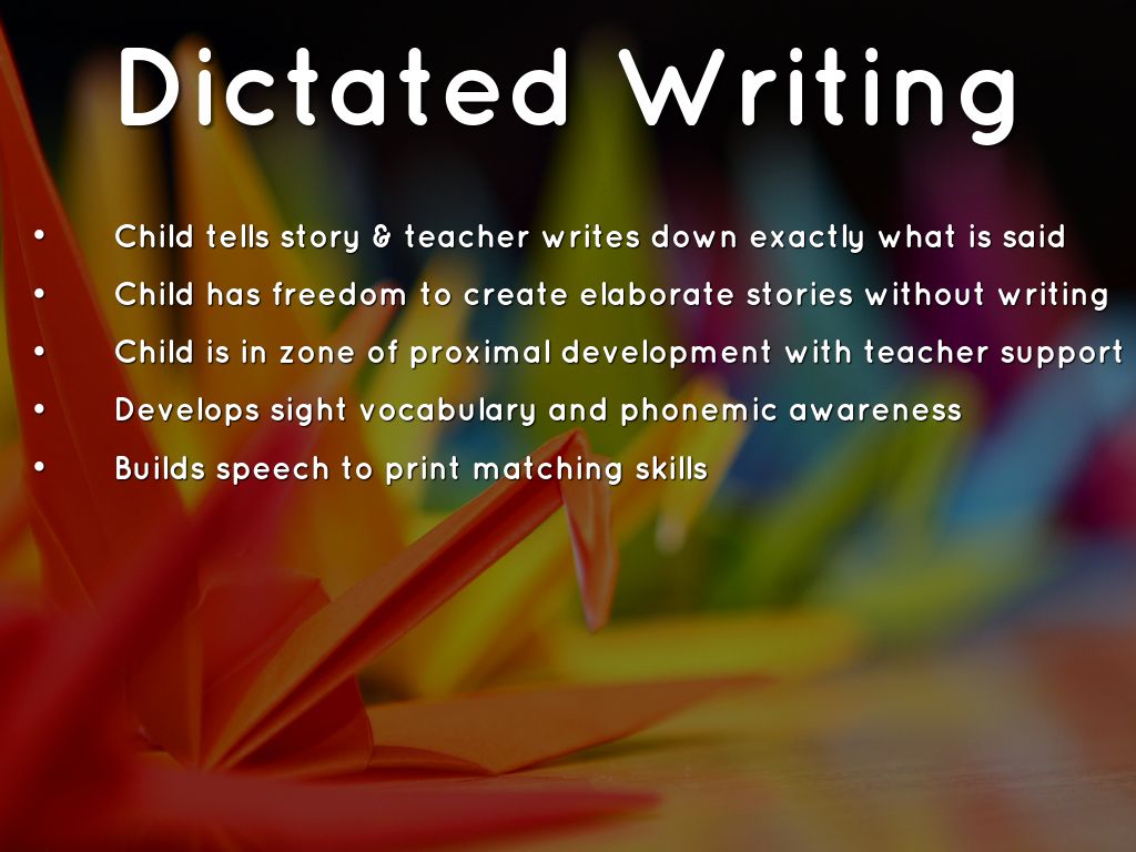 Teacher directed dictated & interactive writing by