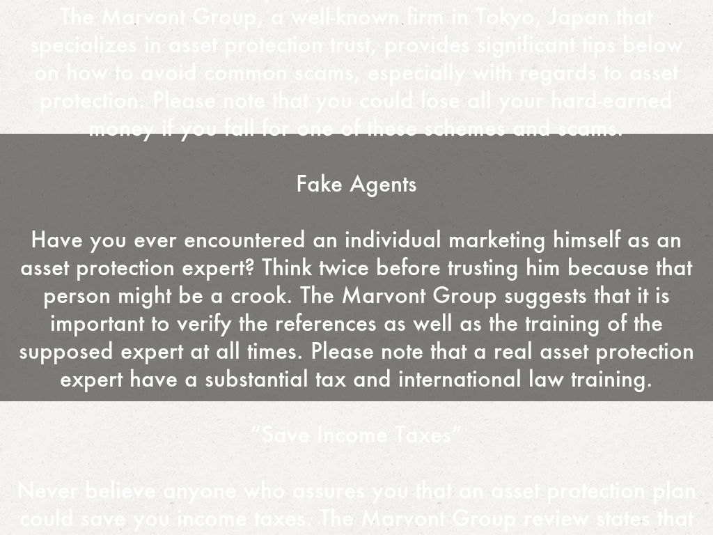 Tips on how to avoid asset protection scams by The