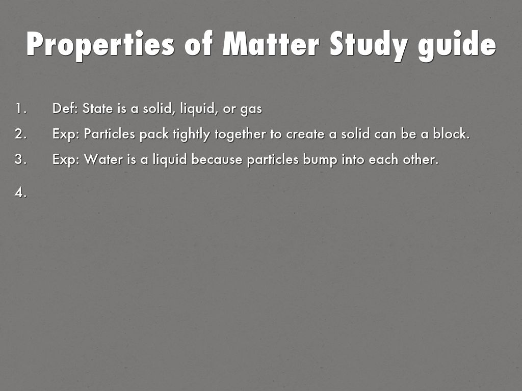 Properties of Matter Study guide by 3006662