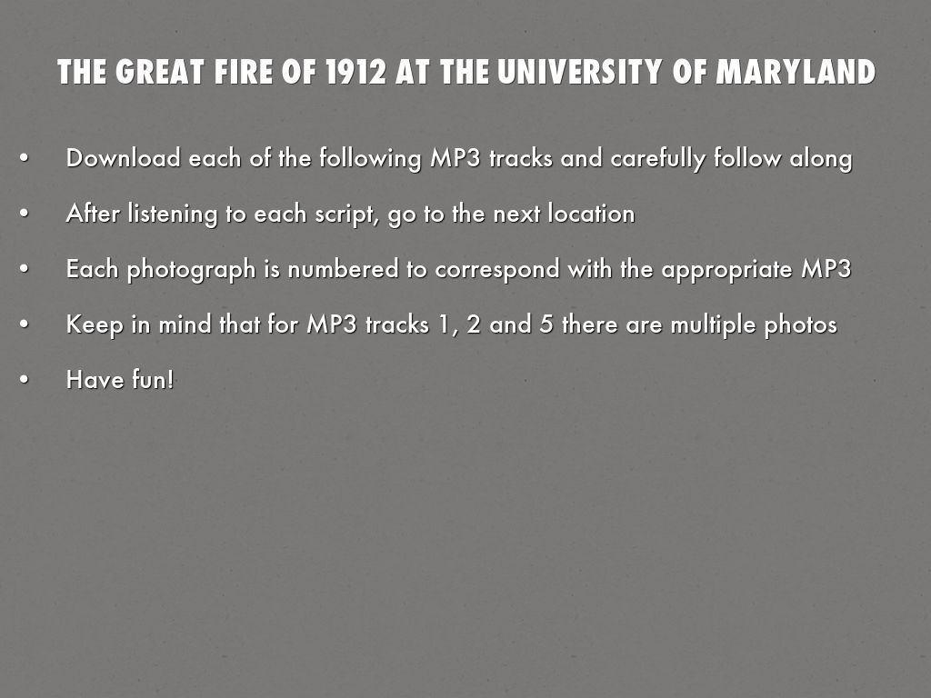 The Great Fire of 1912 at the University of Maryland