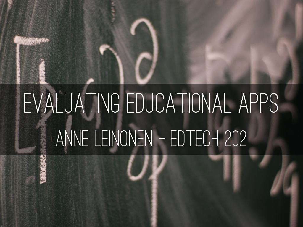Evaluating Educational Apps By Anneleinonen