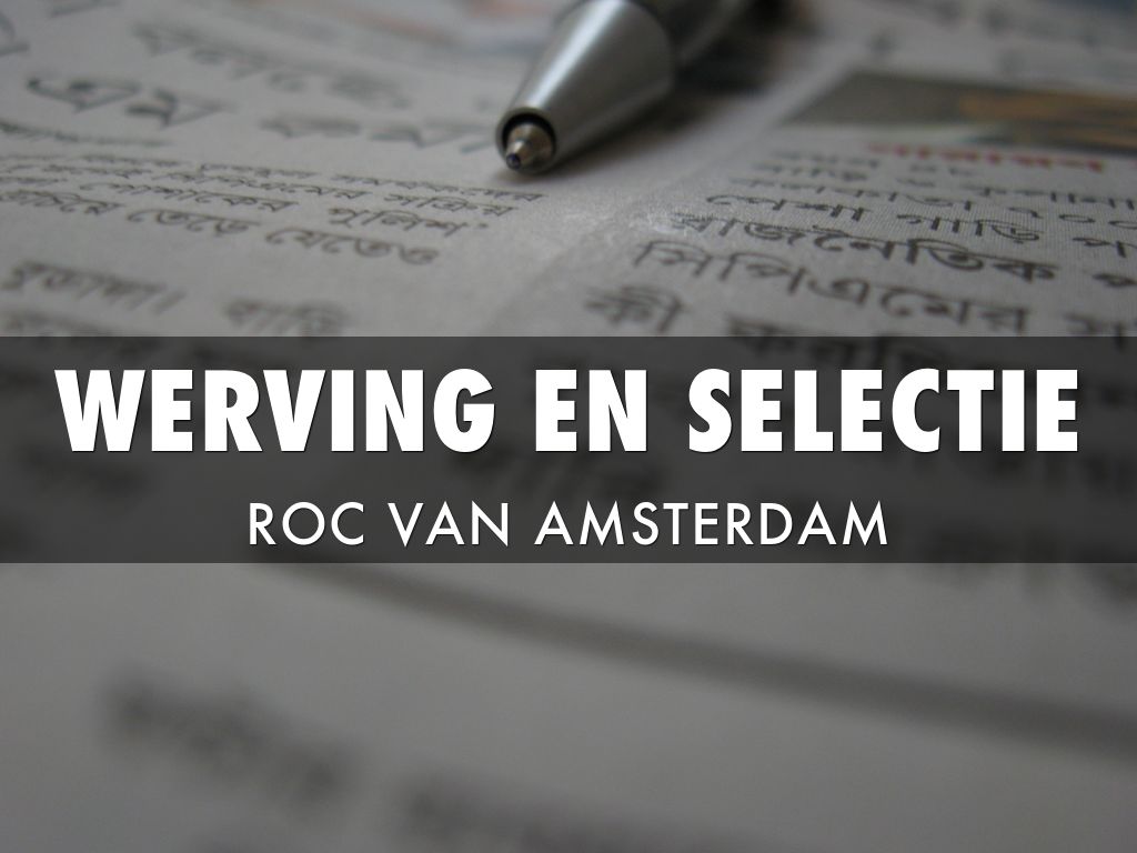 WERVING EN SELECTIE by K Lmhlw