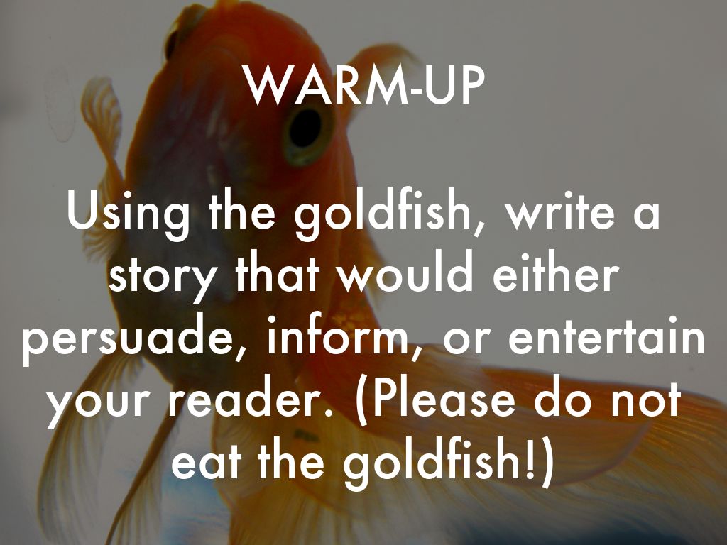 Using the goldfish, write a story that would either