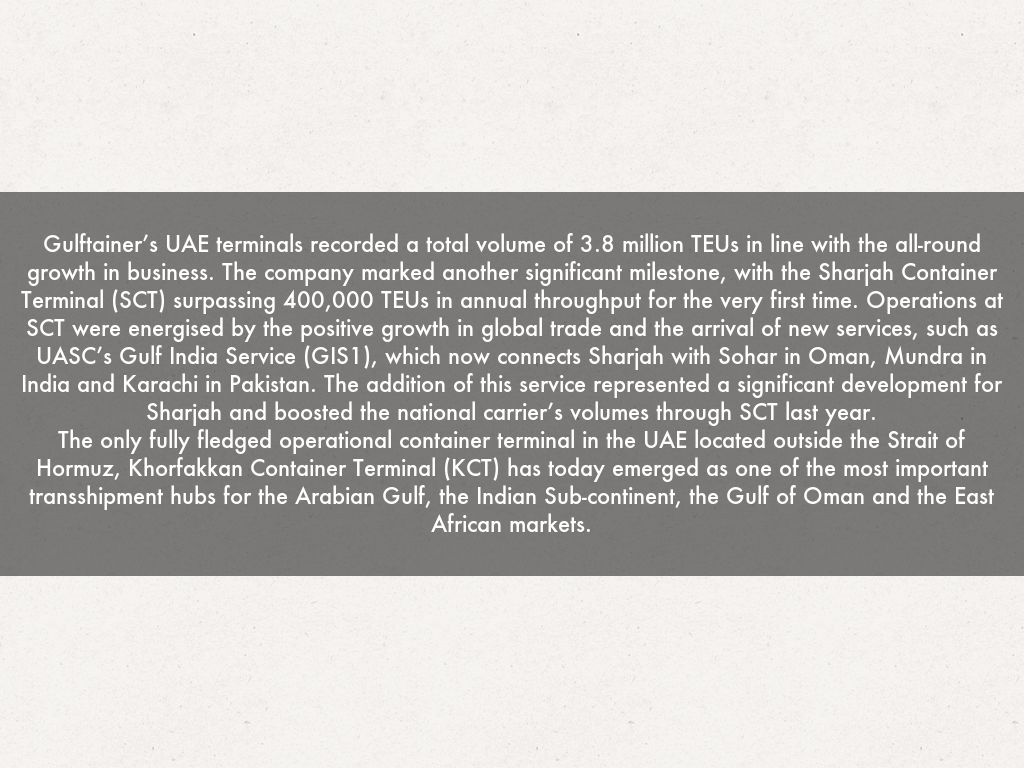 Gulftainer Company Limited Records 8% Growth In