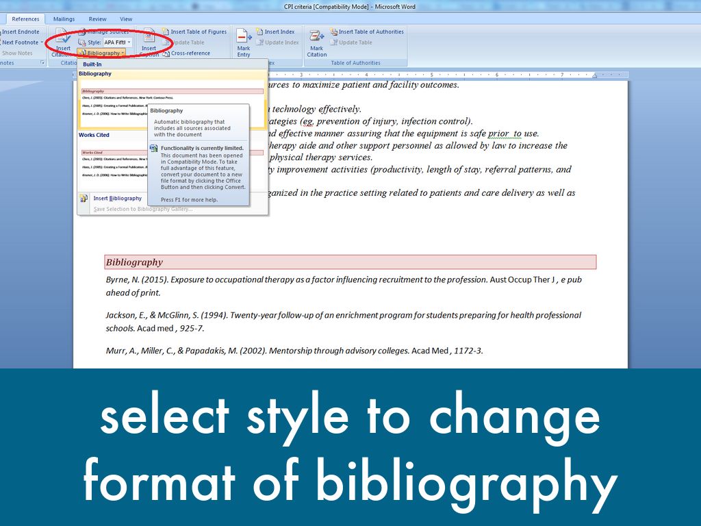 How to Create a bibliography in word by goodman