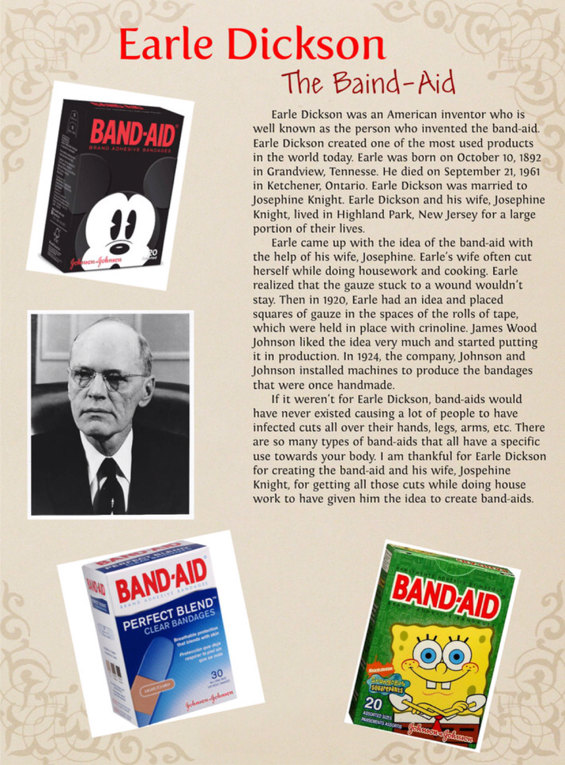 Earle Dickson Band Aid Invention