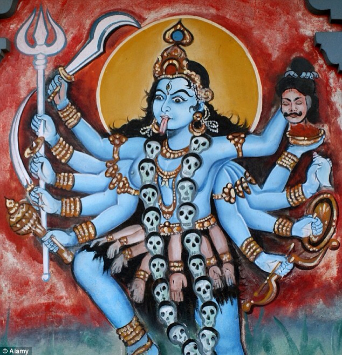 Blue Hindu God With Multiple Arms