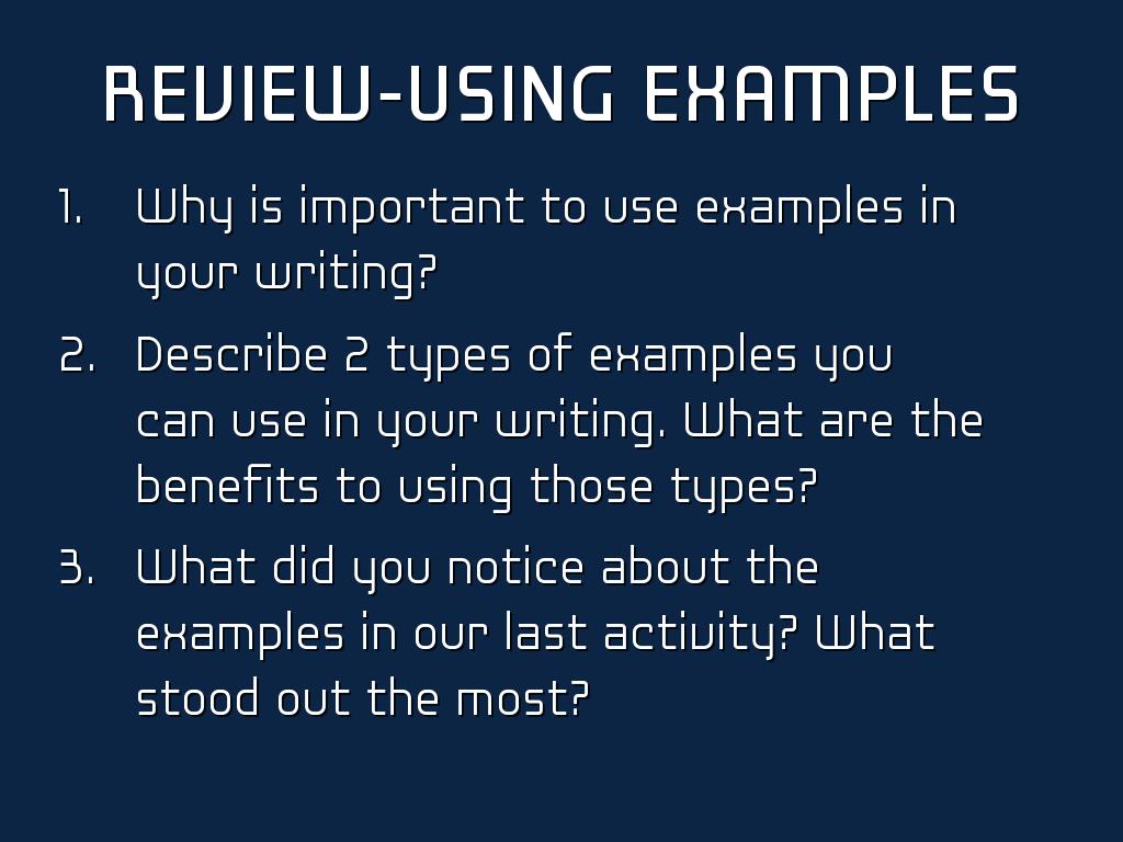 Choosing and Presenting Examples by Mary Petty