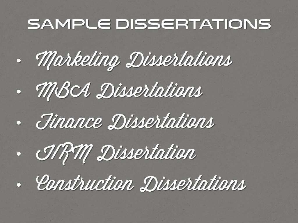 Sample Dissertations by Study-Aids Research